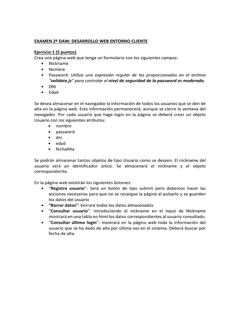 PRUEBA 2º DAW-JAVASCRIPT | PDF