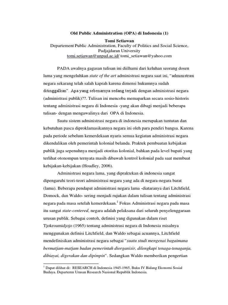 Old Public Administration OPA Di Indones | PDF