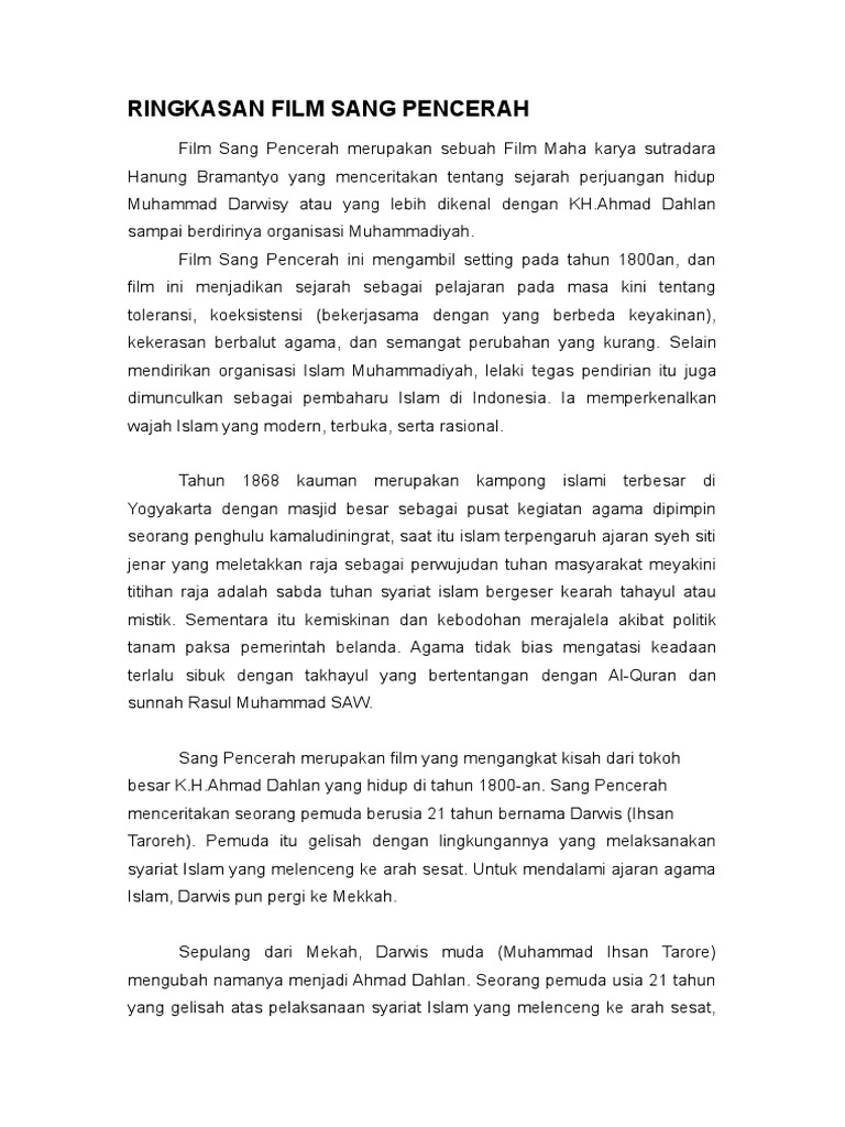 Ringkasan Film Sang Pencerah | PDF