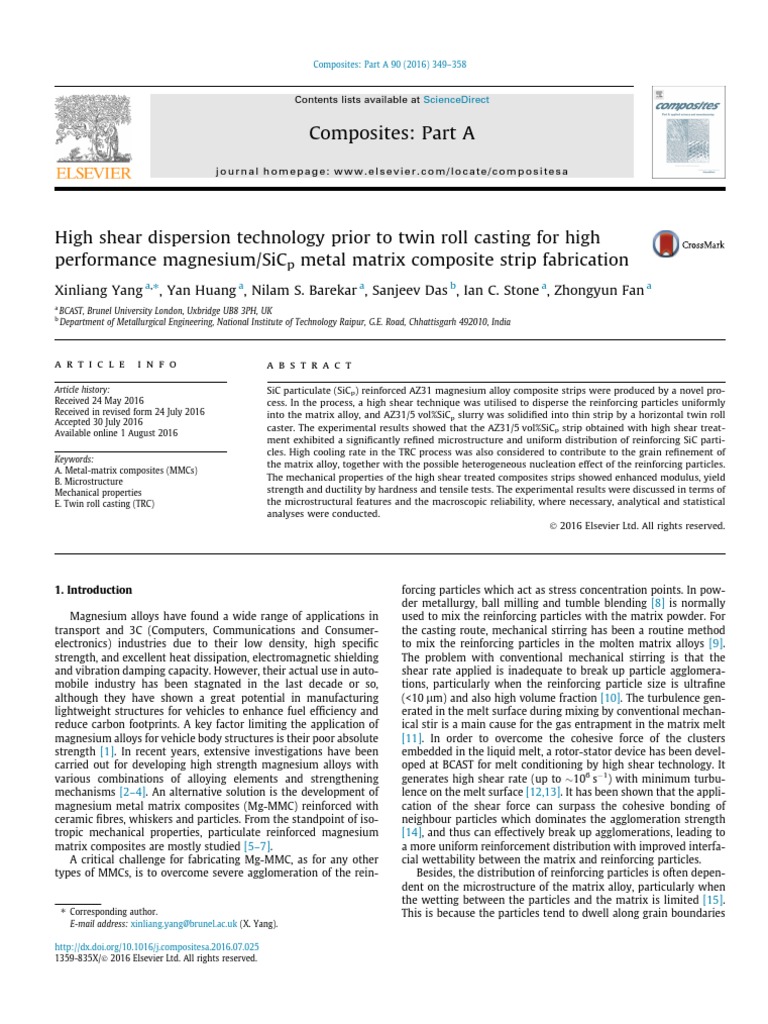 High Shear Dispersion in Mg/SiCp MMCs | PDF | Composite Material | Fracture