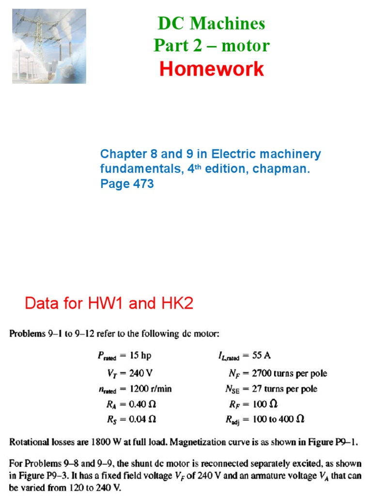 LMH - Chapter7 - DC Machines - Part 2-Motor-Homework | PDF | Technology & Engineering