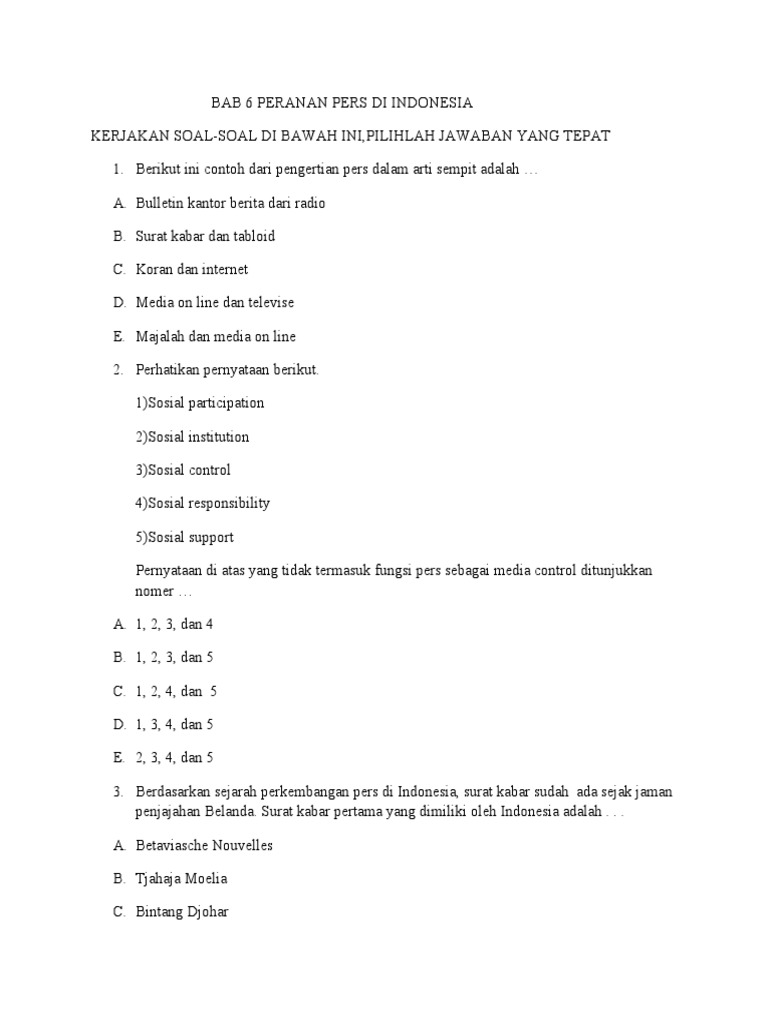 Bab 6 Peranan Pers Di Indonesia | PDF