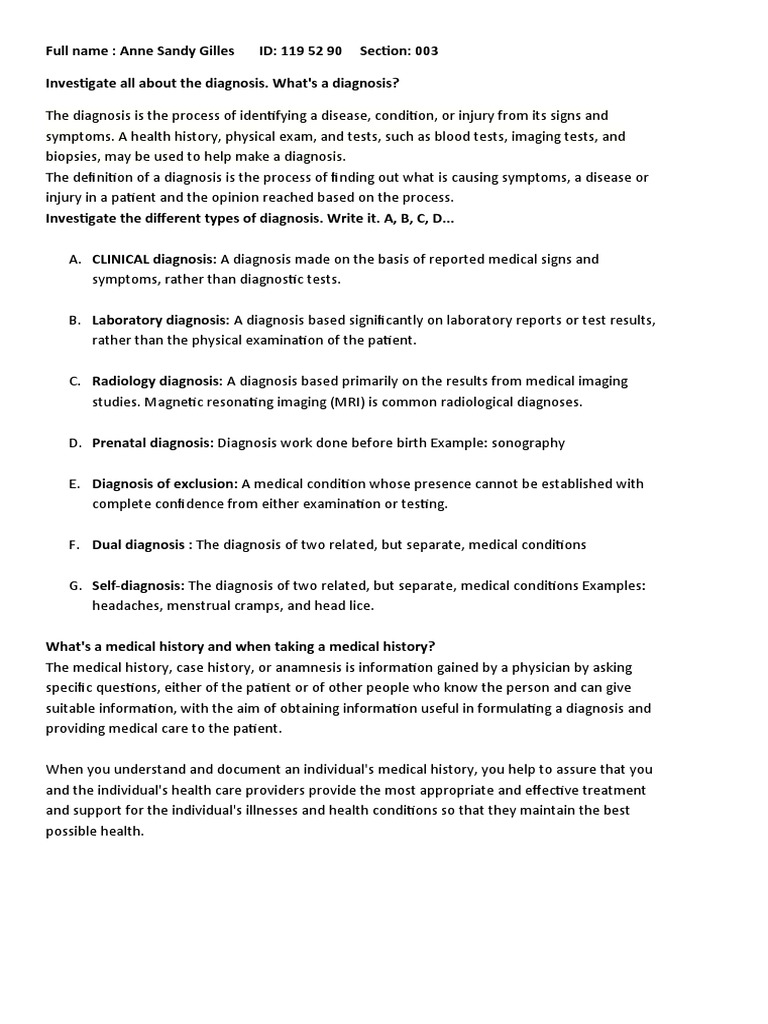 Diagnosis Process and Types | PDF | Medical Diagnosis | Physical ...