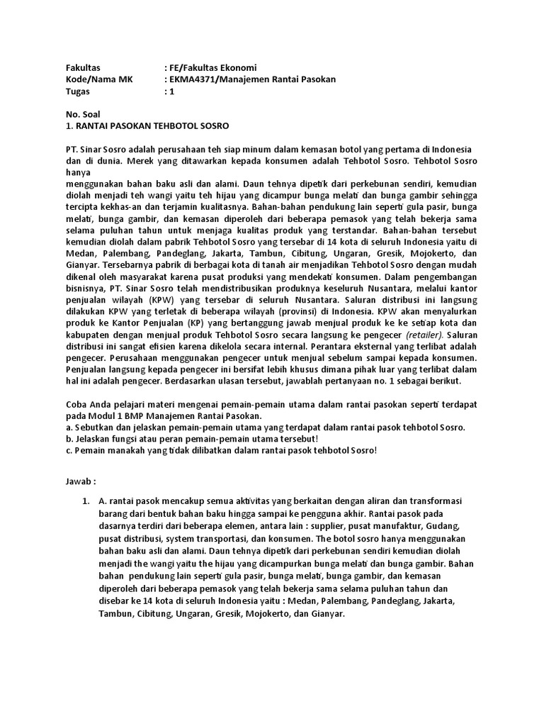 EKMA4371 Manajemen Rantai Pasokan | PDF