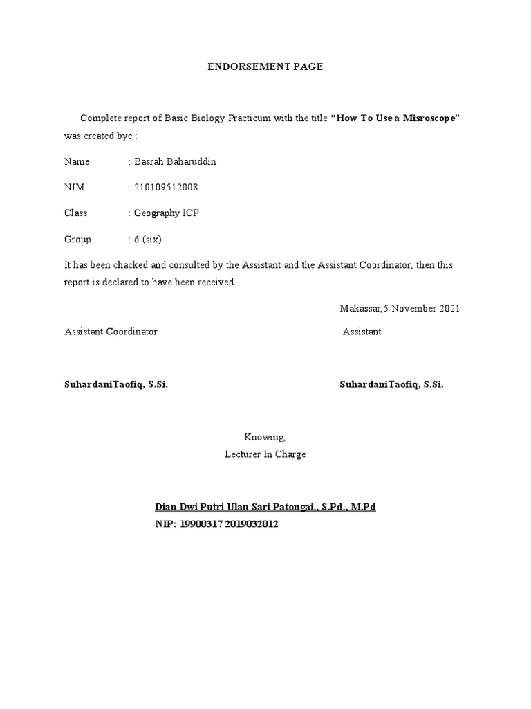 Endorsement Page | PDF