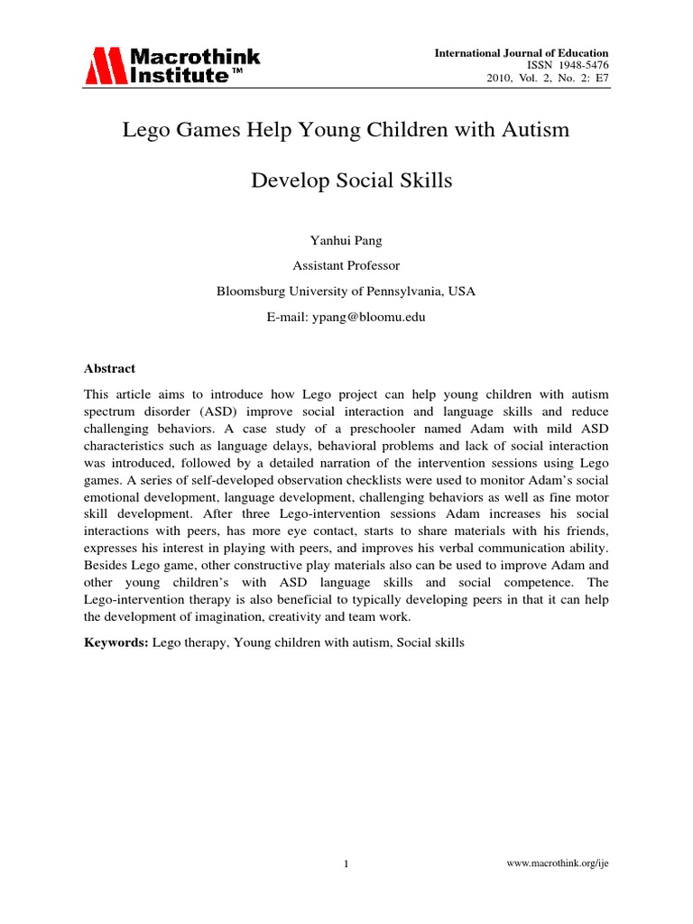 Using Lego Games to Improve Social Skills in Young Children with Autism ...