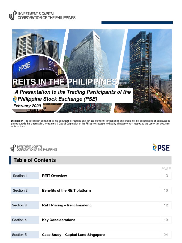 Reits in The Philippines: A Presentation To The Trading Participants of ...