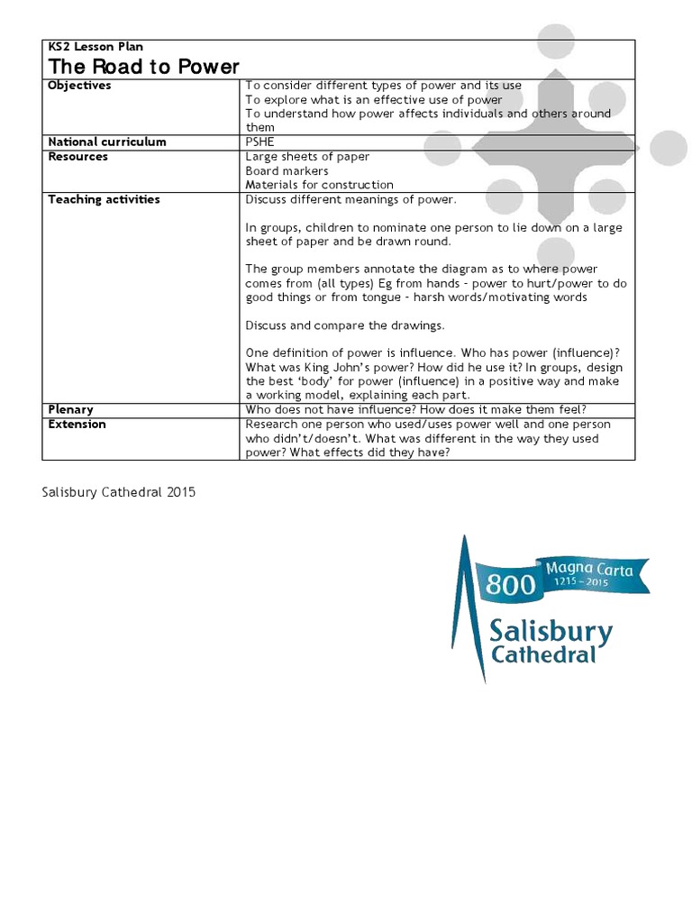 The Road To Power: KS2 Lesson Plan Objectives | PDF | Science & Mathematics