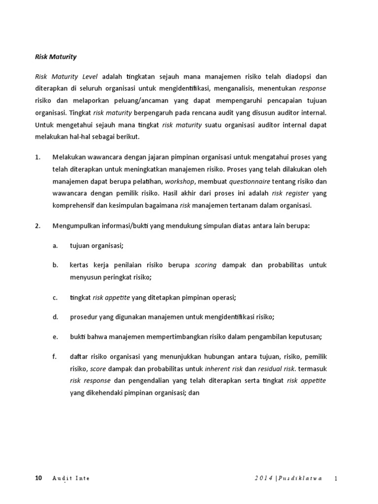 Risk Maturity Audit | PDF | Karier & Perkembangan | Bisnis