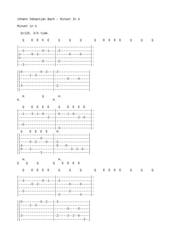 Johann Sebastian Bach - Minuet in G | PDF | Compositions | Bach Family
