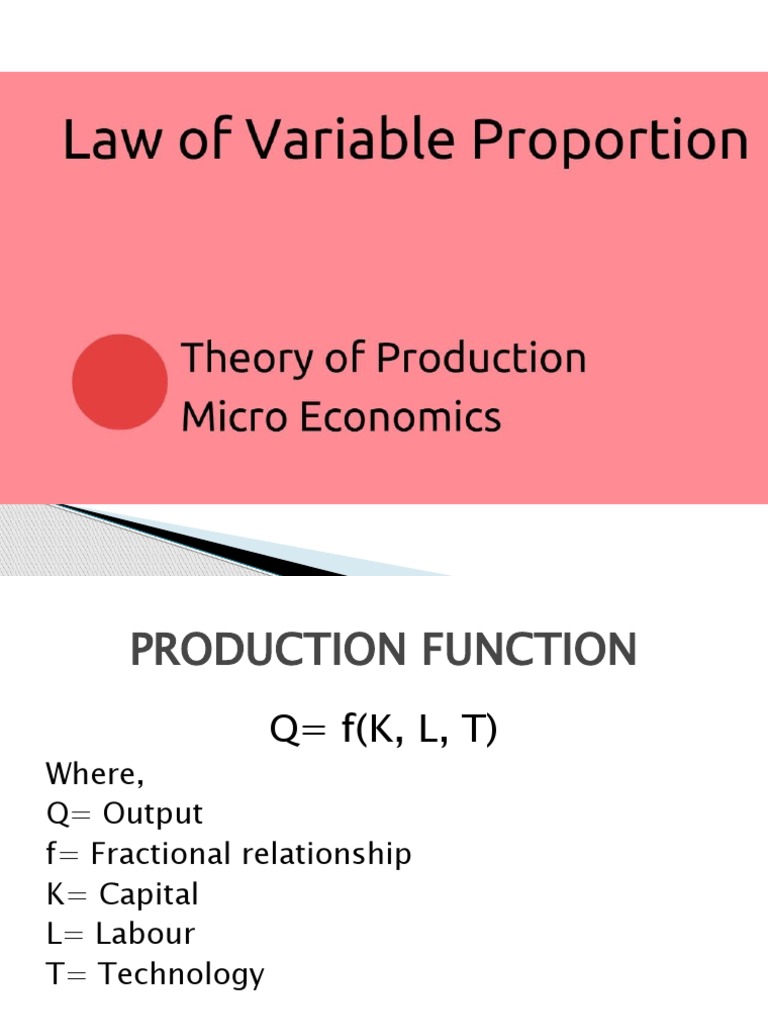 Law of Variable Proportion Explained | PDF | Production Function ...