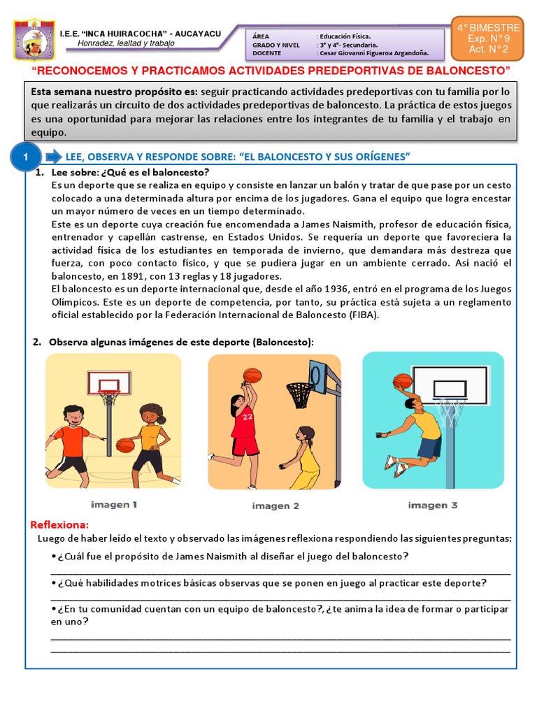 4°B Exp 9 - Act 2-3°y4°-RECONOCEMOS Y PRACTICAMOS ACTIVIDADES PREDEPORTIVAS DE BALONCESTO | PDF ...