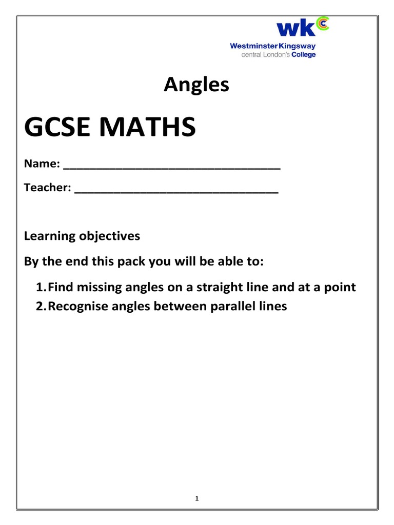 Gcse Maths: Angles | Download Free PDF | Angle