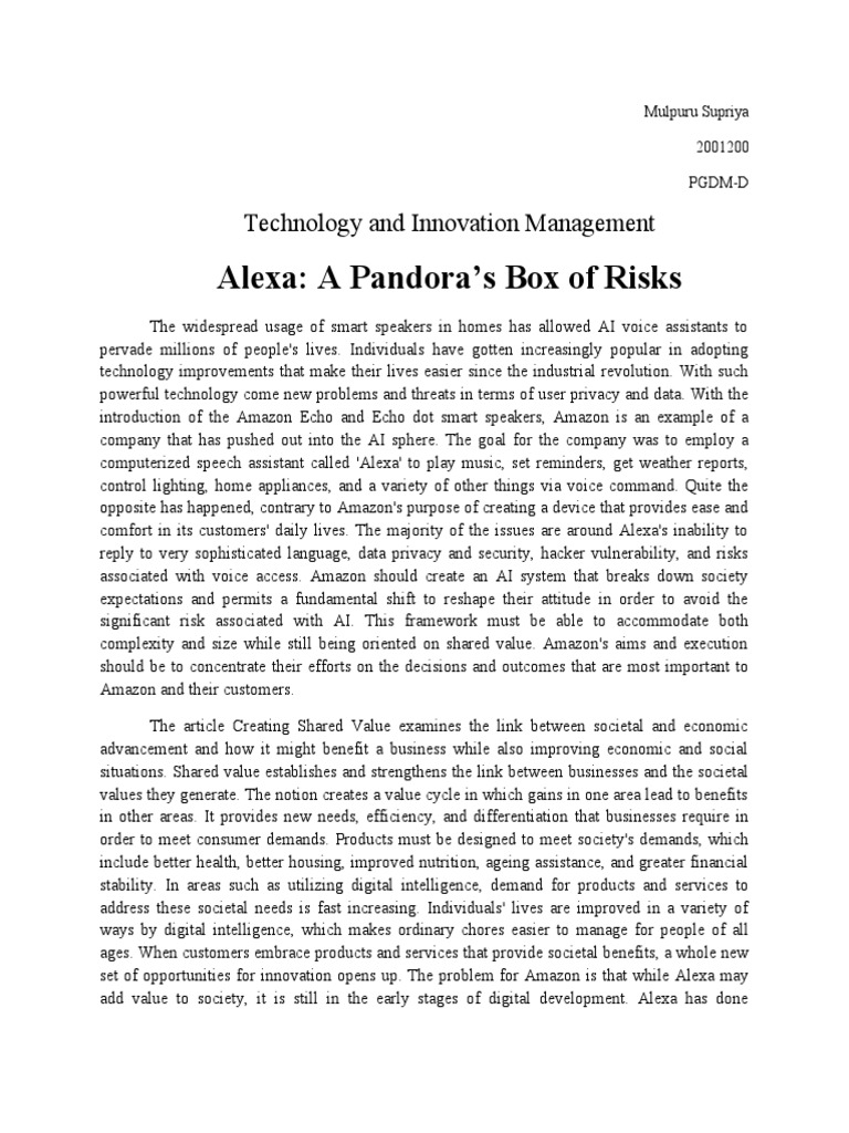 Technology and Innovation Management On Alexa Case | PDF | Amazon Echo ...