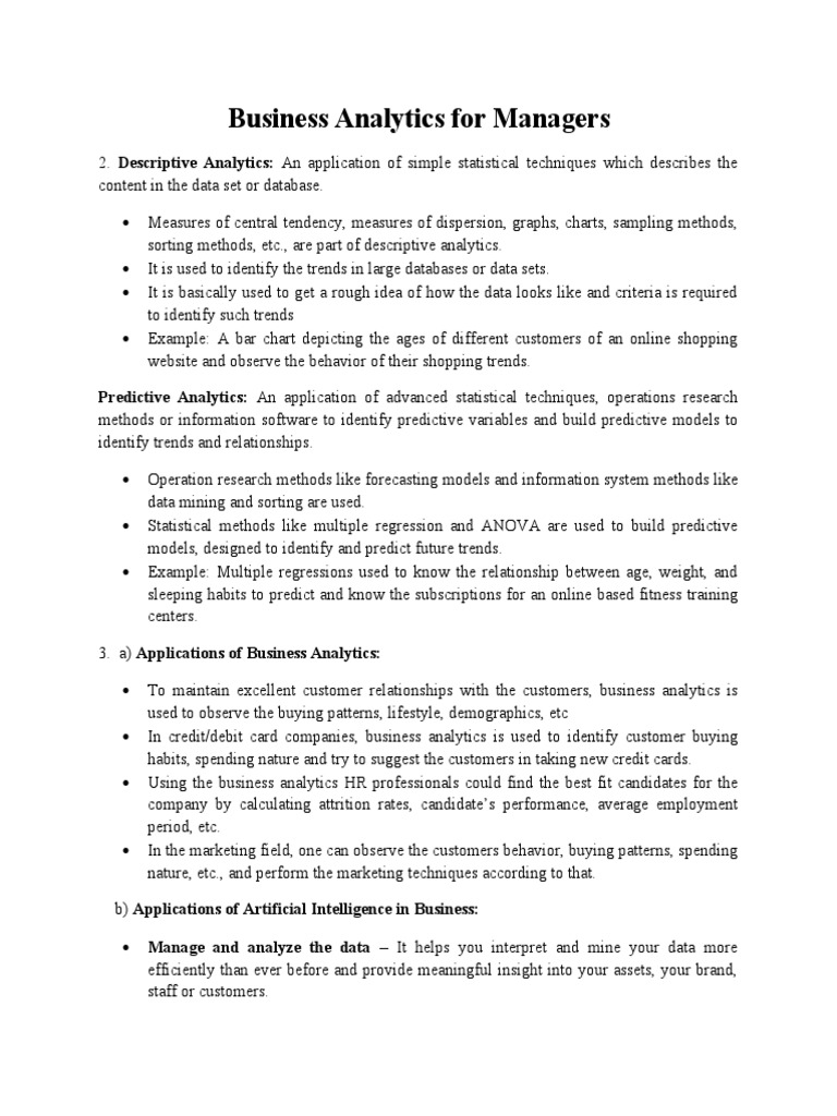 Business Analytics For Managers | PDF | Analytics | Statistics