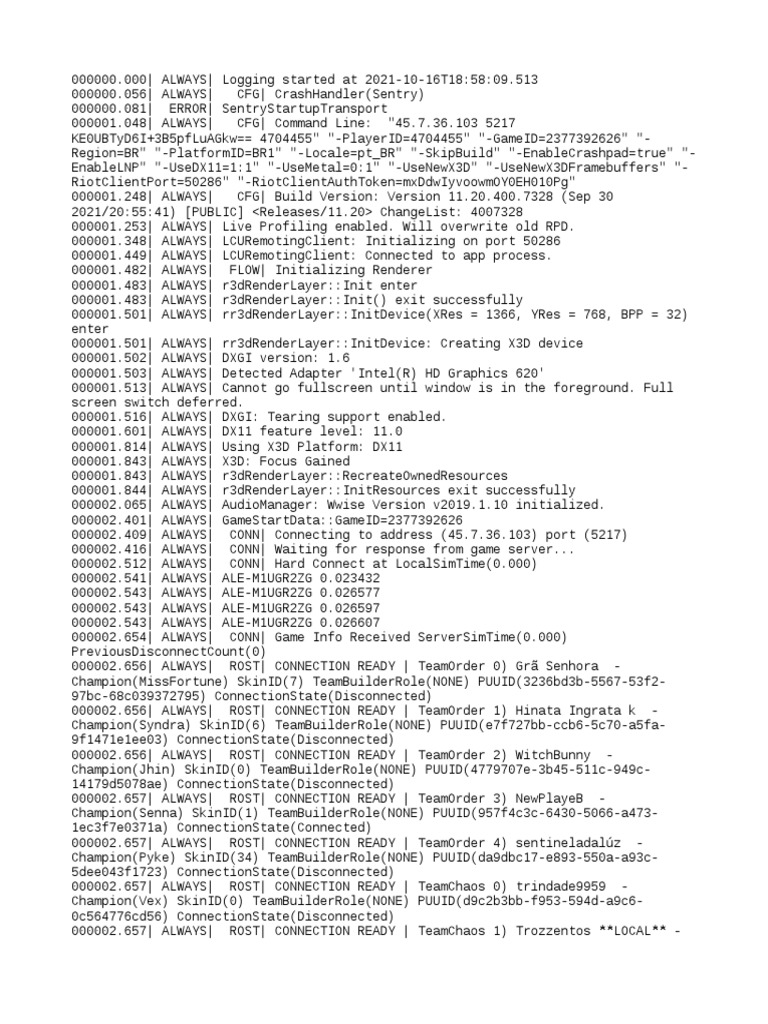 Game Connection Log and Performance Data | PDF | Computer Hardware ...