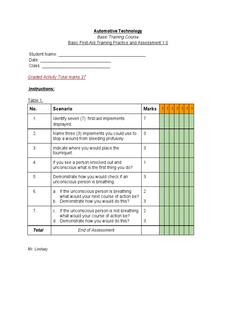 Basic First-Aid Training Practice and Assessment 1.0 | PDF