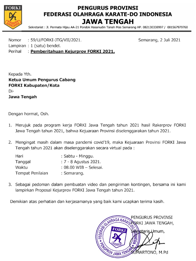 Proposal Kejurprov Karate Virtual Fix | PDF