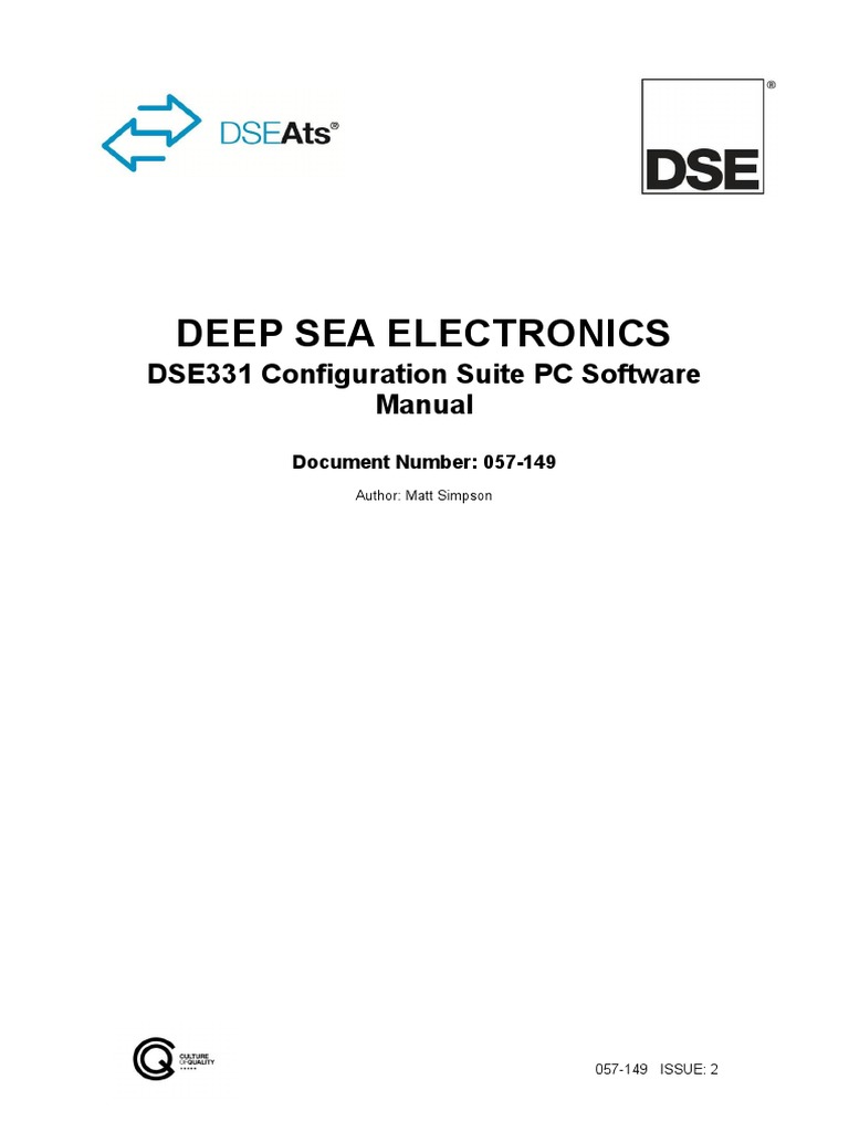 Deep Sea Electronics: DSE331 Configuration Suite PC Software Manual ...