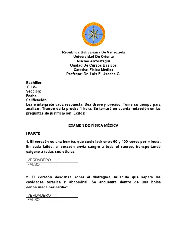 Examen Fisica Medica | PDF | Corazón | Sistema circulatorio