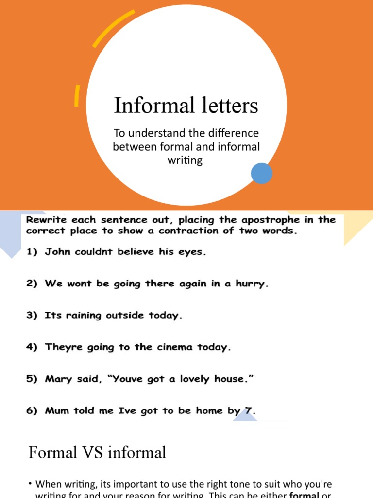 Informal Letter Writing | PDF | Linguistics | Cognition