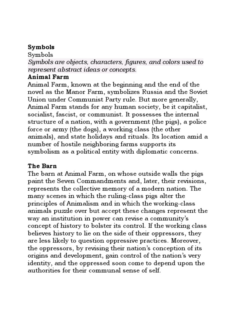 Symbols in Animal Farm Explained | PDF | Social Science