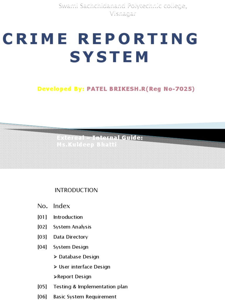 Crime Reporting System: Developed by | PDF | Php | Internet & Web
