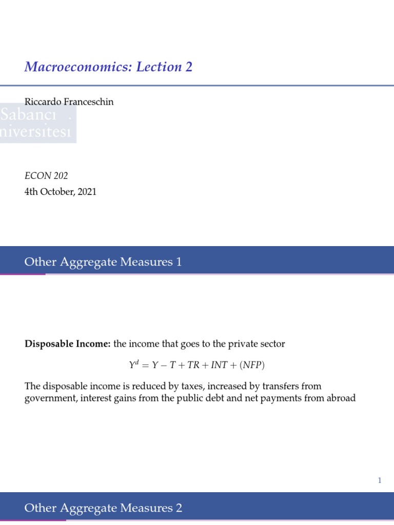 Macroeconomics: Lection 2: Riccardo Franceschin | PDF | Inflation | Interest