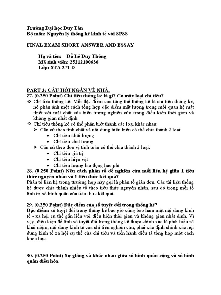 Final Exam Short Answer and Essay | PDF