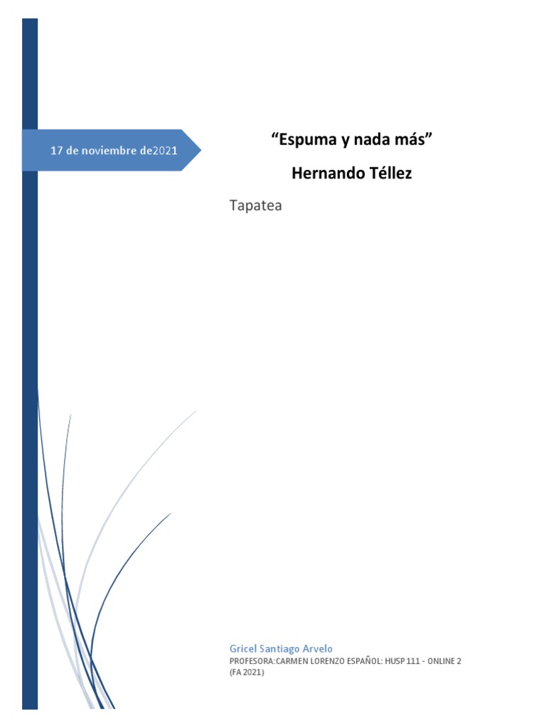 Tapatea. Espuma y Nada Mas | PDF | Violencia | Cuentos