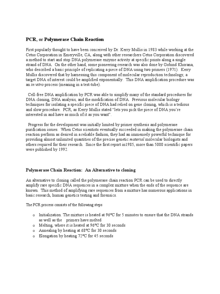 PCR | PDF | Polymerase Chain Reaction | Primer (Molecular Biology)