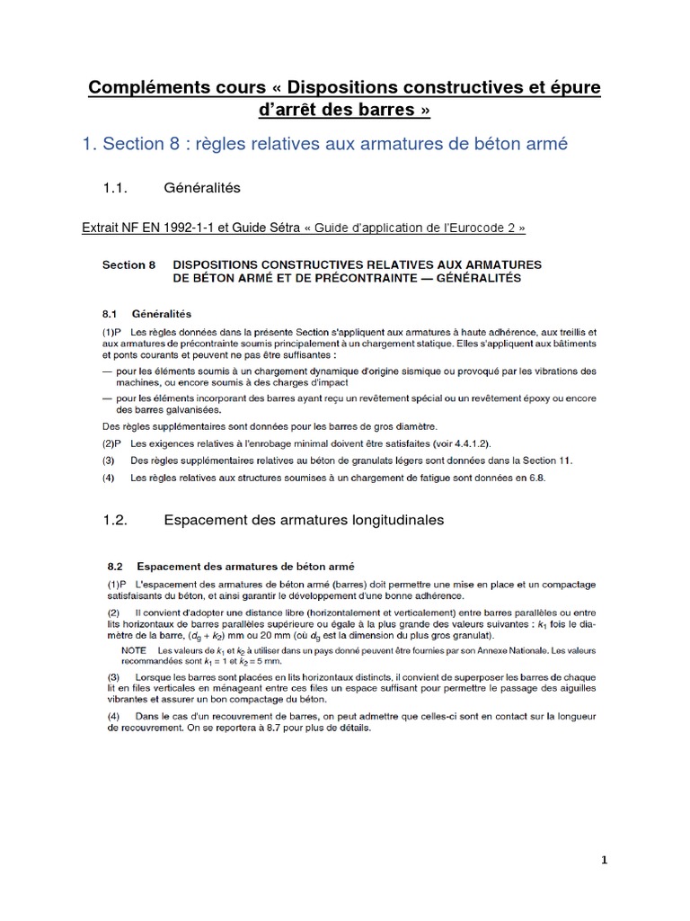 Compléments Cours Dispositions Constructives Et Épure D'arret Des Barres - 2021-01-25 | PDF ...