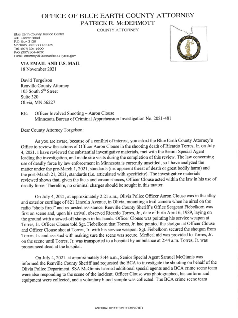 Blue Earth County Attorney Letter | PDF
