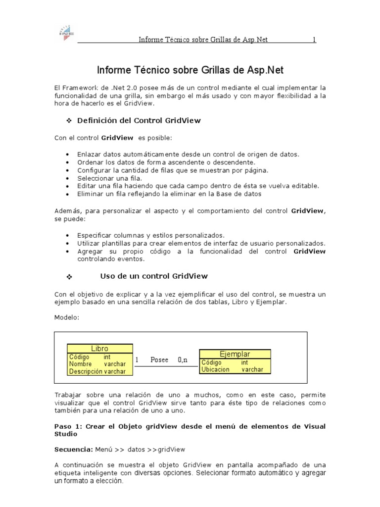 Informe Técnico. Grillas de Asp | PDF | Páginas del servidor activo | Bases de datos
