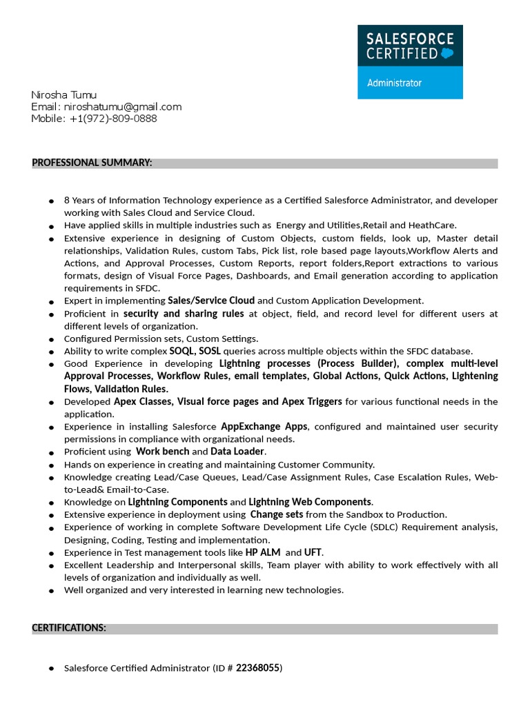 NiroshaTumu SF Resume | PDF | Computing | Information Technology Management