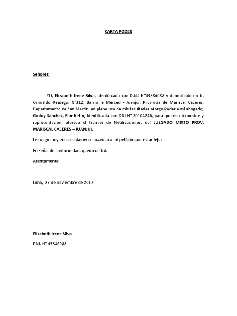 Carta Poder para Representación Legal | PDF | Derecho