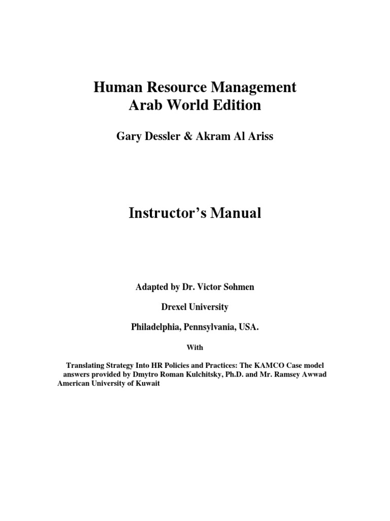 Human Resource Management Arab World Edition: Gary Dessler & Akram Al ...