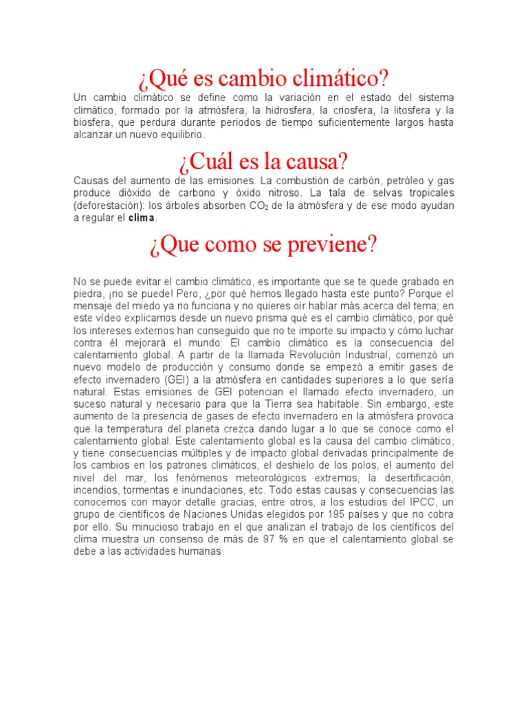 Investigación de Cambio Climático | PDF | Gases de efecto invernadero ...