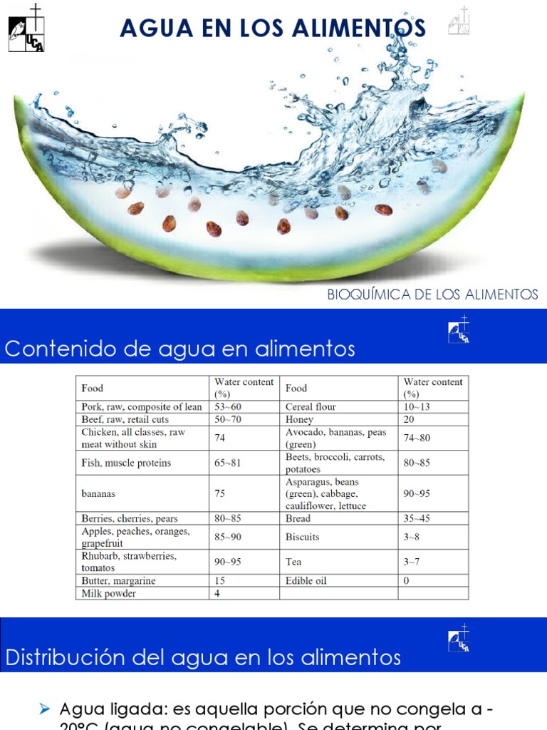 Agua en Alimentos: Tipos y Medición | PDF | Agua | Humedad