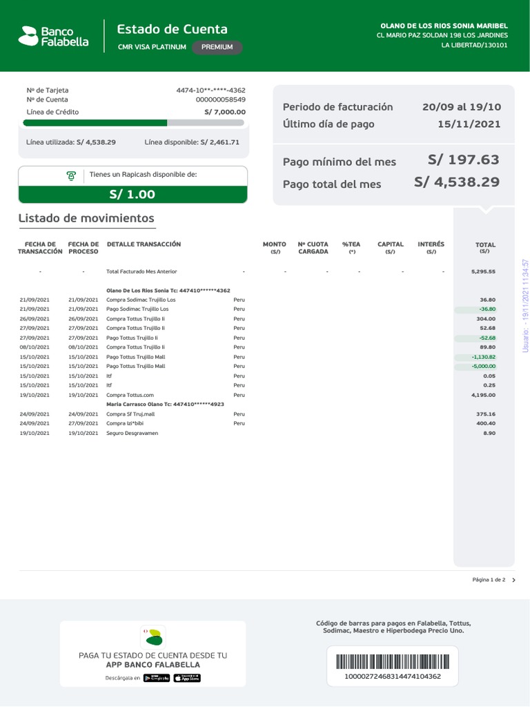Report-Estado Cuenta Falabella | PDF