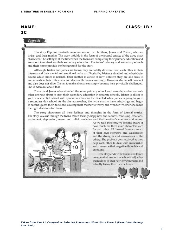 Form 1 Flipping Fantastic - Notes & Multiple-Choice Questions | PDF ...