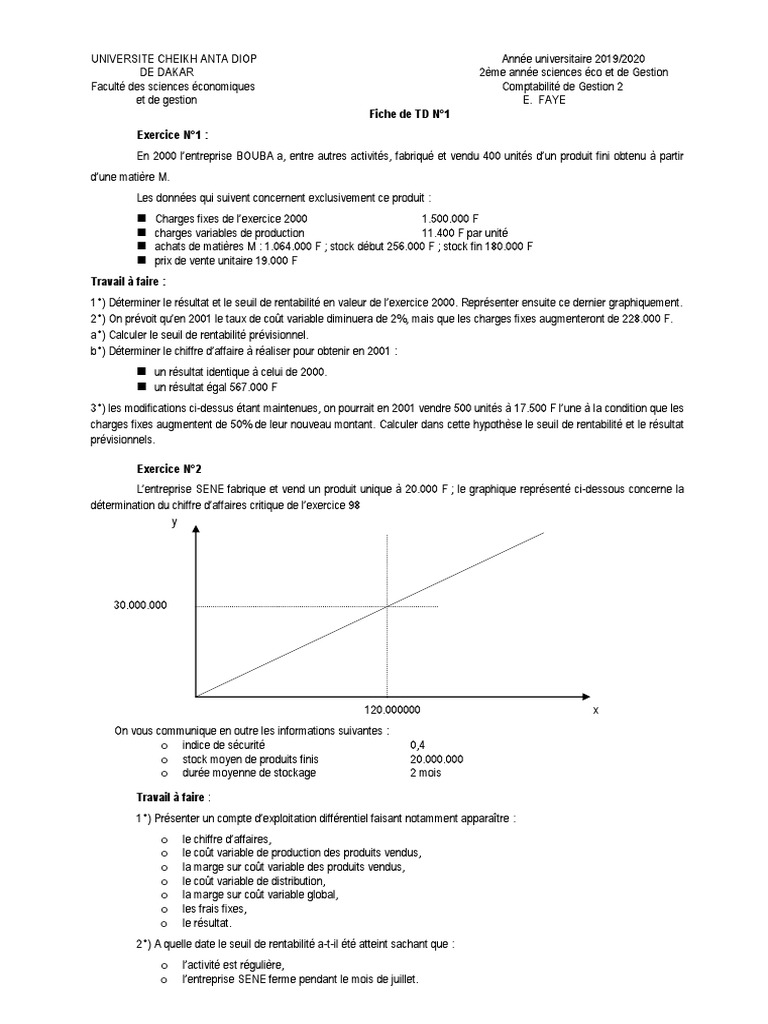 L2 Compta Gestion Elhadji Faye Fiche TD1 | PDF | Inventaire | Économie d'entreprise