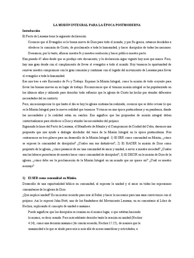 Misión Integral | PDF | Jesús | Evangelización