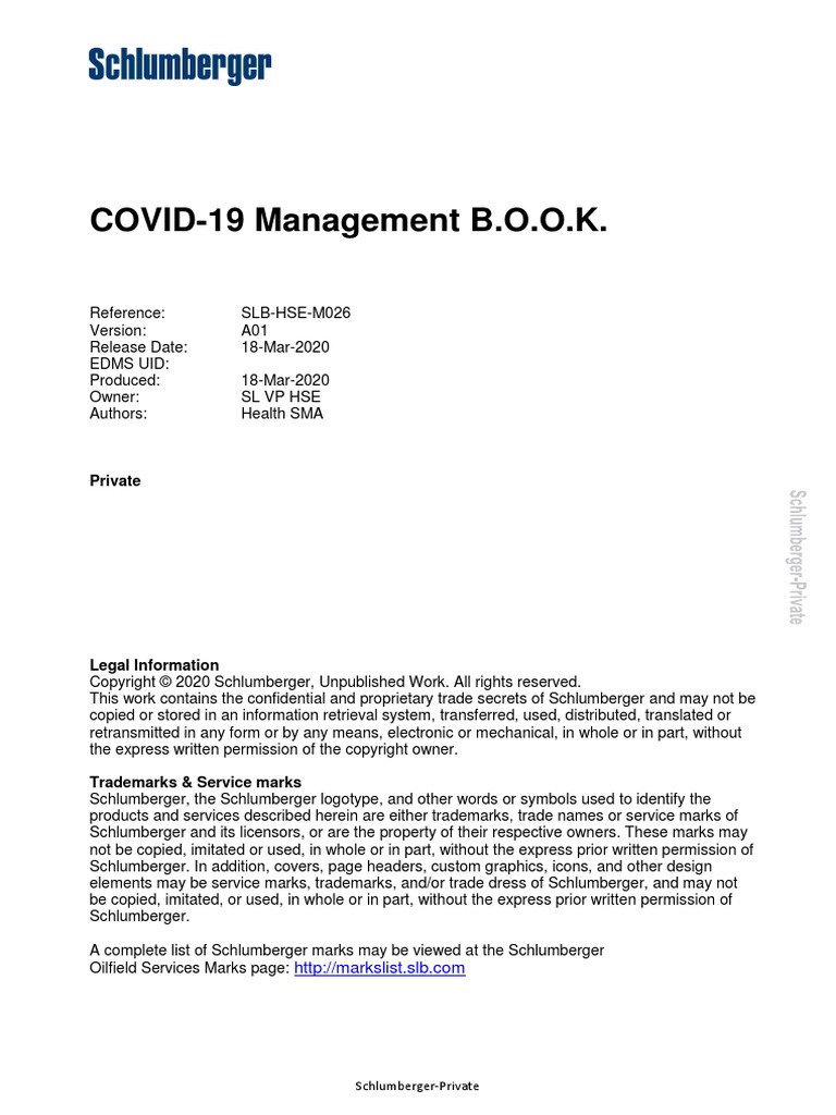 SLB-HSE-M026 COVID 19 Management BOOK A01 18mar20 - 7498140 - 02 | PDF ...