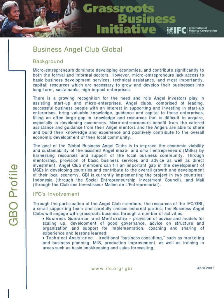 Business Angel Club Global: Background | PDF | Angel Investor ...