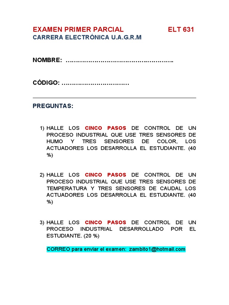 Examen Primer Parcial Elt 631 | PDF