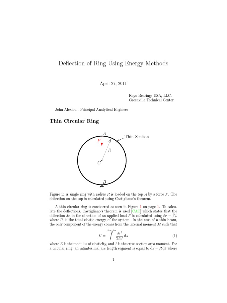 Ring Deflection Using Energy Methods | PDF | Beam (Structure ...