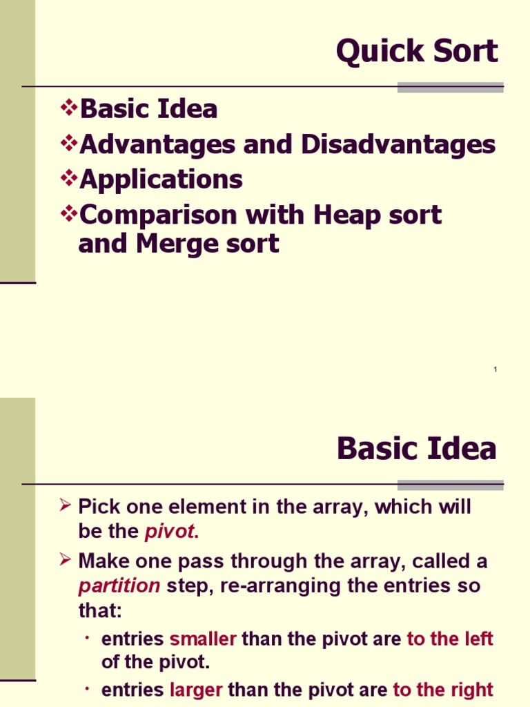 Basic Idea Advantages and Disadvantages Applications Comparison With ...