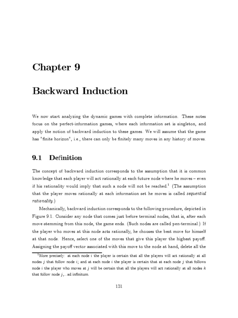 Backward Induction: 9.1 Definition | PDF | Gaming | Mathematical And ...