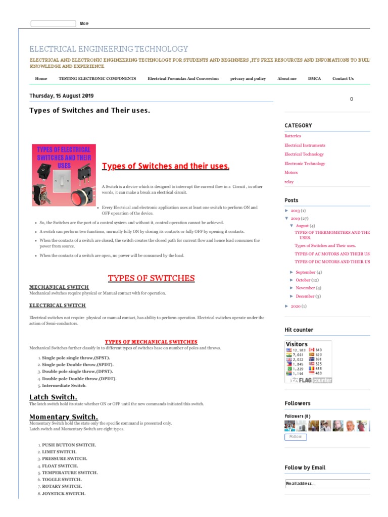 Types of Switches and Their Uses | PDF | Switch | Engineering